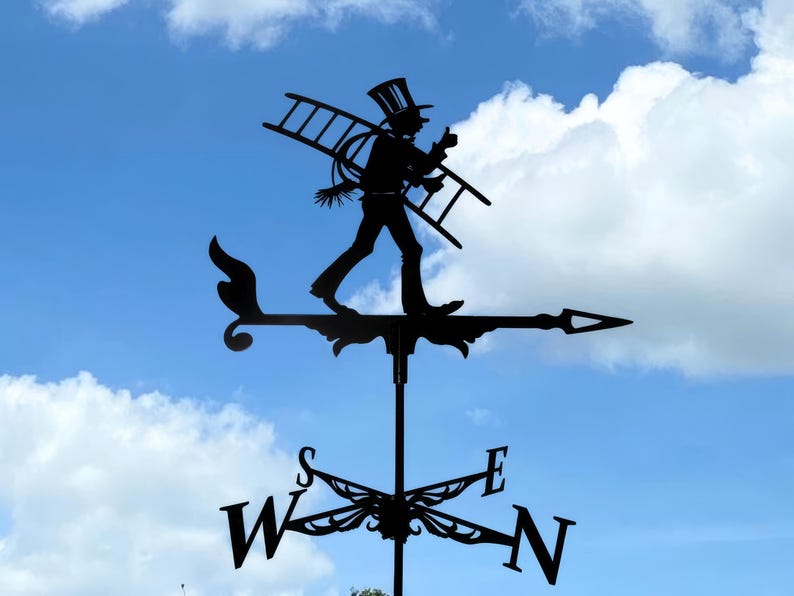 Chimney Weather Vane - Wind Vane Decor for Roof or Garden - Metal Wind ...