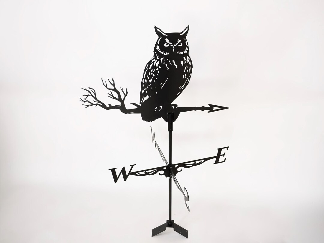 Owl Weathervane - Handcrafted Metal Wind Vane for Roof or Garden Decor ...