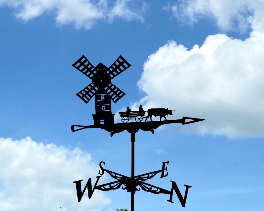 Rustic Windmill Weathervane - Wind Vane Decor for Roof or Garden ...