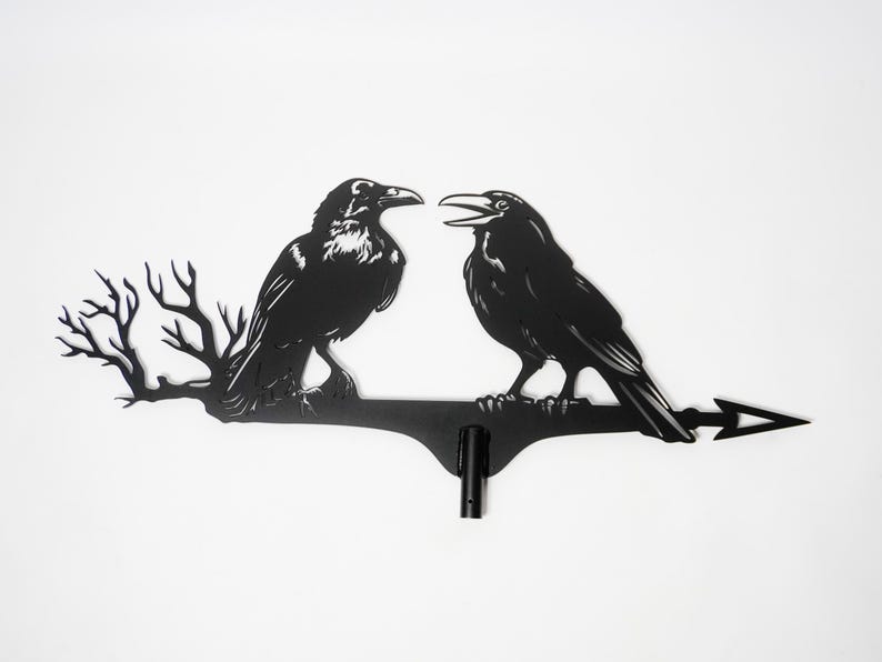 Ravens Weathervane - Wind Vane Decor for Roof or Garden - Metal Wind ...