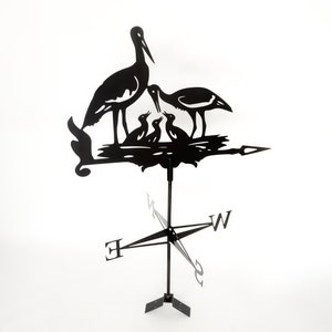 Stork Family Weathervane - Vintage-inspired Metal Wind Vane for Roof or ...