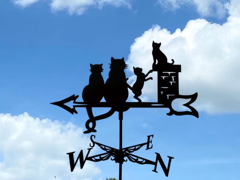 Cat Family Metal Weathervane - Wind Vane Decor for Roof and Garden - Etsy
