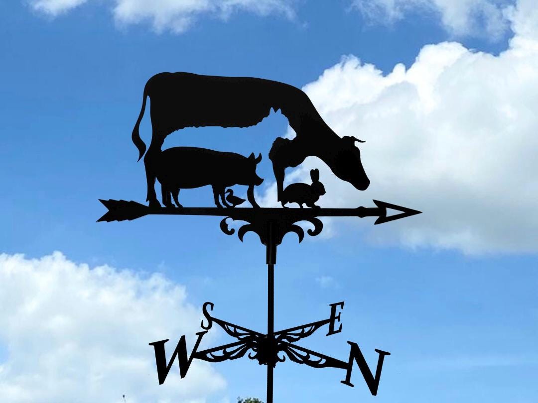 Farm Animals Weathervane – Wind Vane Decor for Roof or Garden - Metal ...