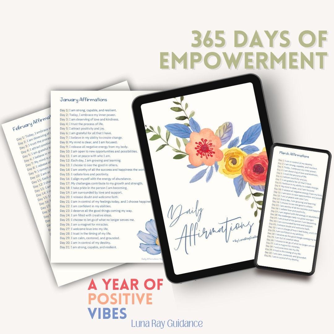Daily Affirmations Bundle - 365 Days of Empowerment -US Letter,a4, A5 ...