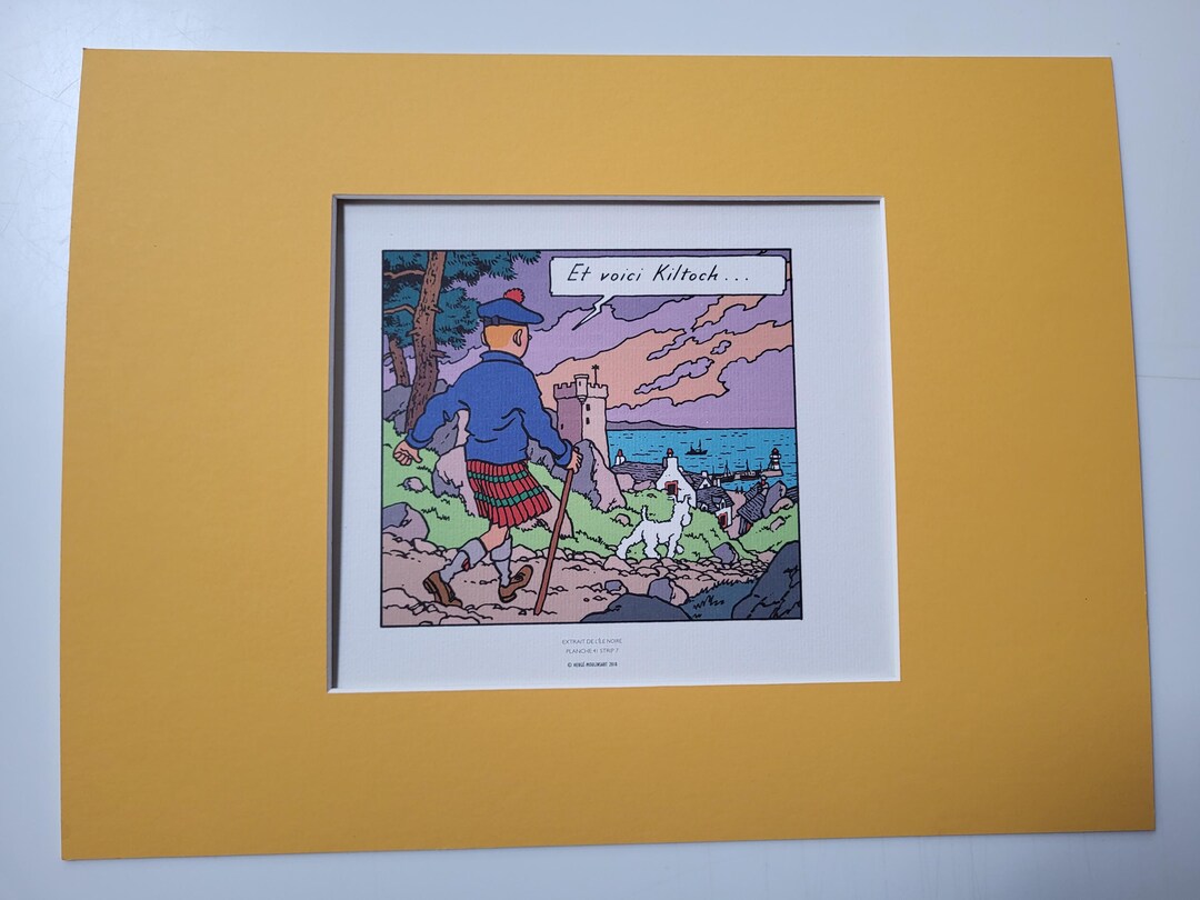Tintin Original Lithographic Print Featuring Tintin and Snowy Arriving ...