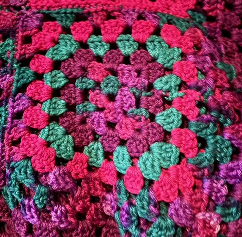 Jewel Tone Crocheted Granny Square Afghan Throw - Etsy