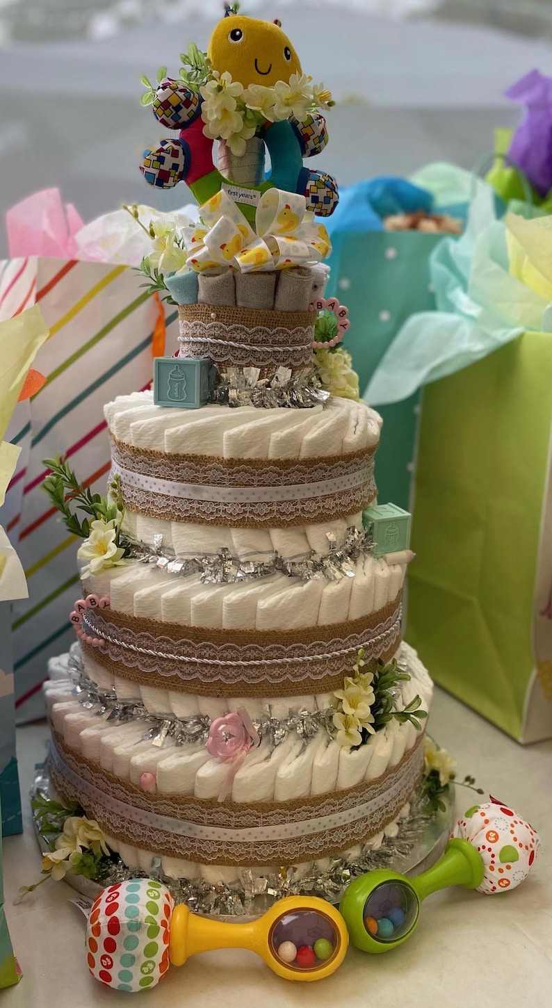 Diaper Cake/baby Shower/baby Shower Centerpiece/unique Baby Gift/new ...