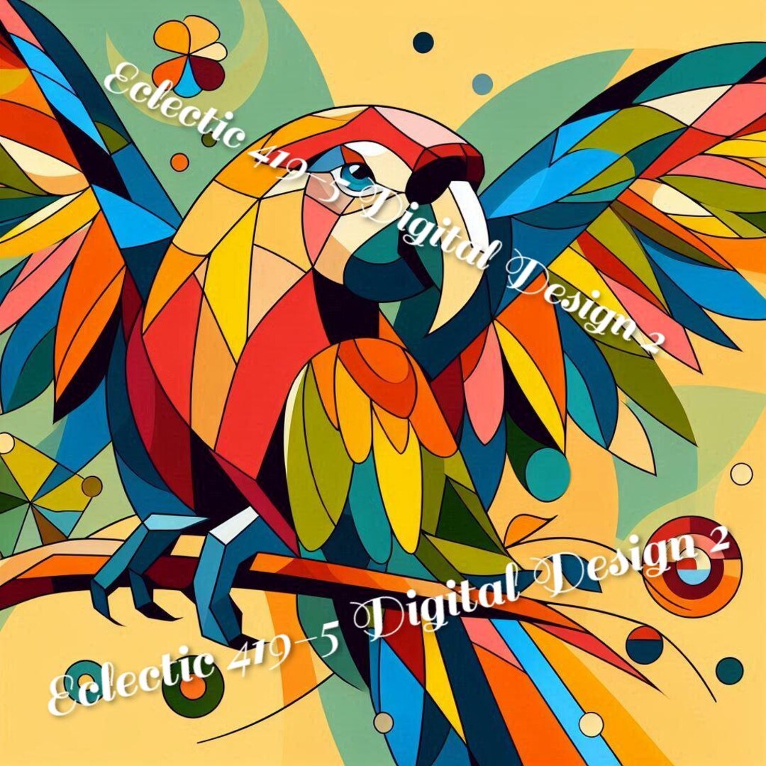4 Designs: Parrot, Cubism, Colorful for Paper Projects. - Etsy