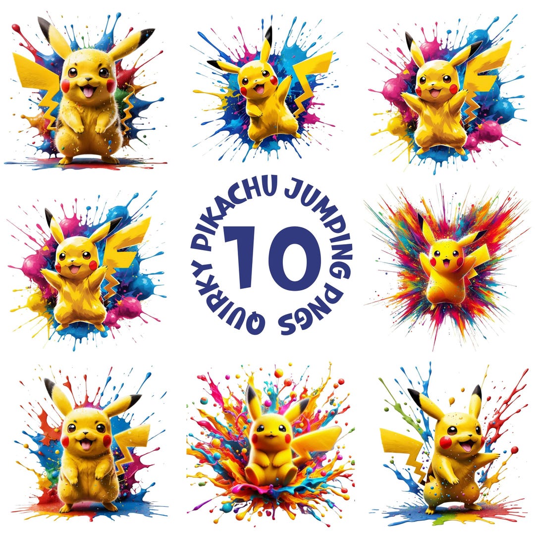10 Colorful Cute Pikachu Pngs Vibrant Splash Pikachu Pokémon Stickers ...