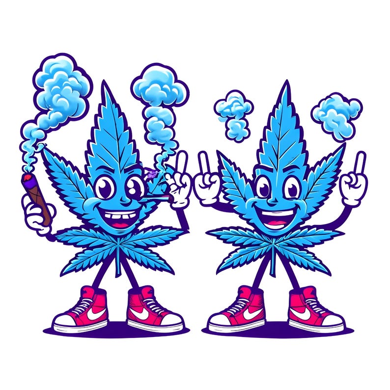 Marijuana Leaves Cartoon Bundle 4 Pngs 4 Jpgs, Funny Cannabis Art, Weed ...