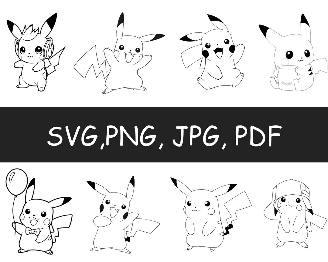 Pikachu Cartoon Character Illustrations Bundle Poses - Cartoon Svg ...