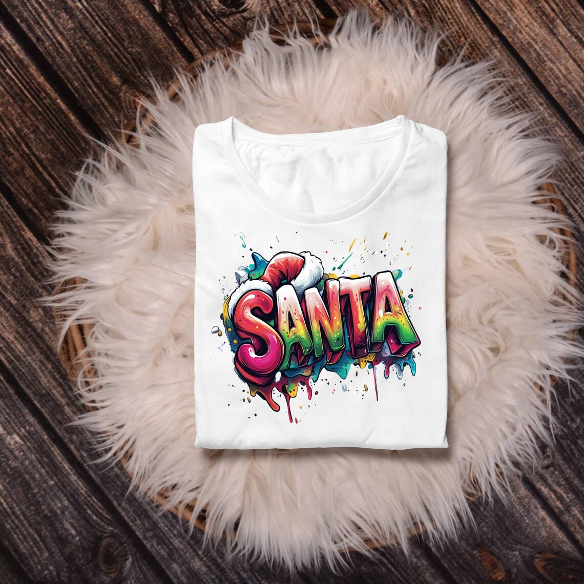 Santa Graffiti Art Colorful Holiday Splatter Paint Design for Festive ...