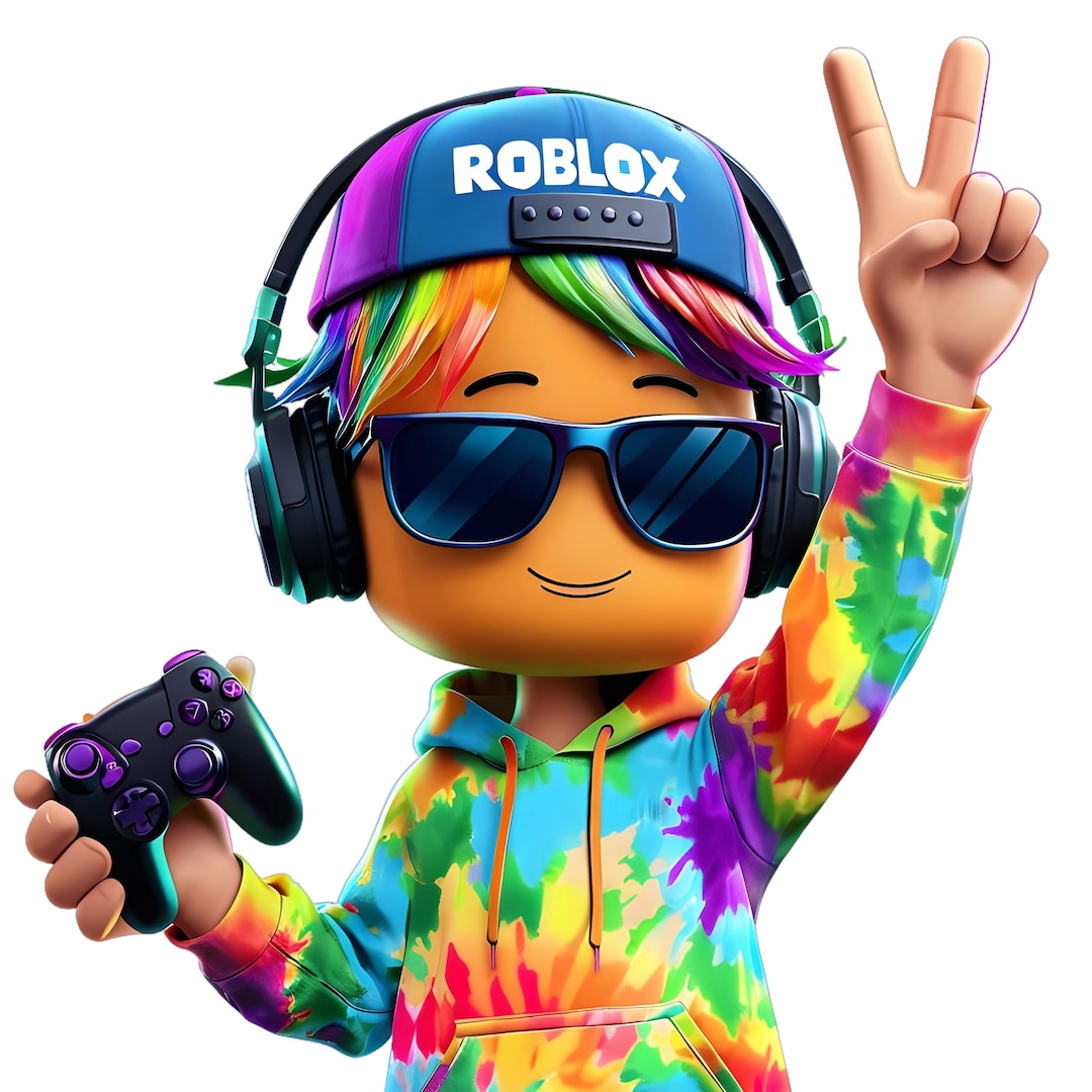 Roblox Boy With Rainbow Hair and ROBLOX Cap Gaming Png Roblox T Shirt ...