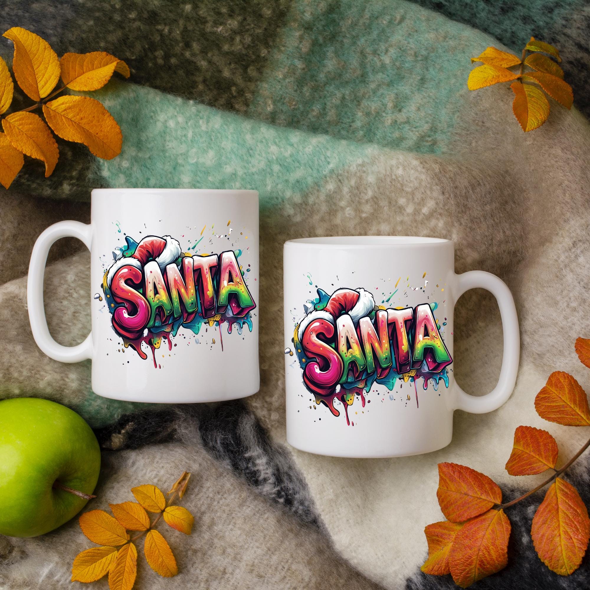 Santa Graffiti Art Colorful Holiday Splatter Paint Design for Festive ...