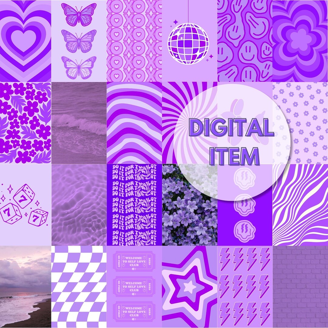 Purple Photo Collage | 30pcs | Purple Art Collage | Purple Aesthetic ...