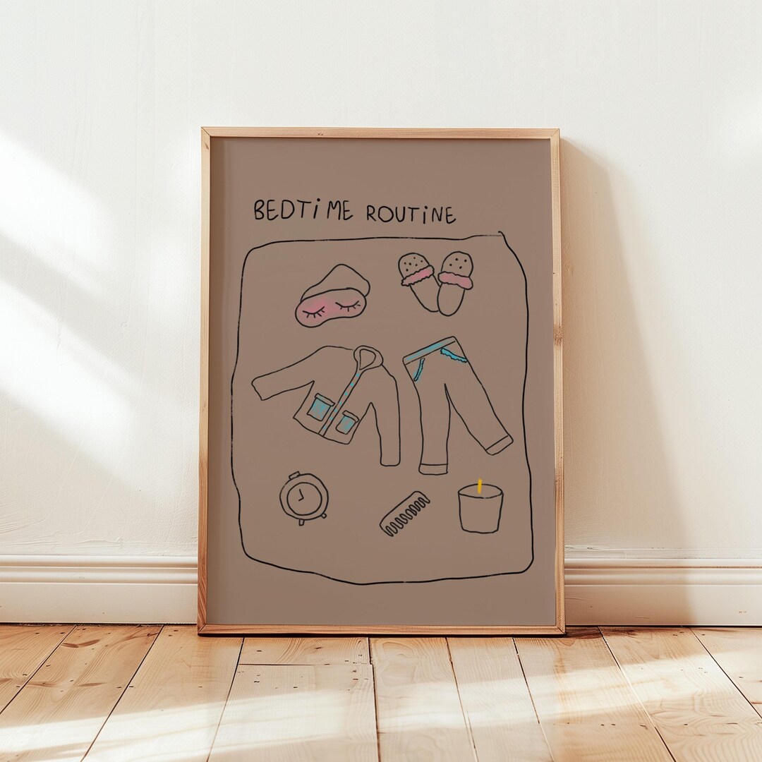Bedtime Routine Wall Art, Kids Room Decor, Nighttime Ritual Print ...