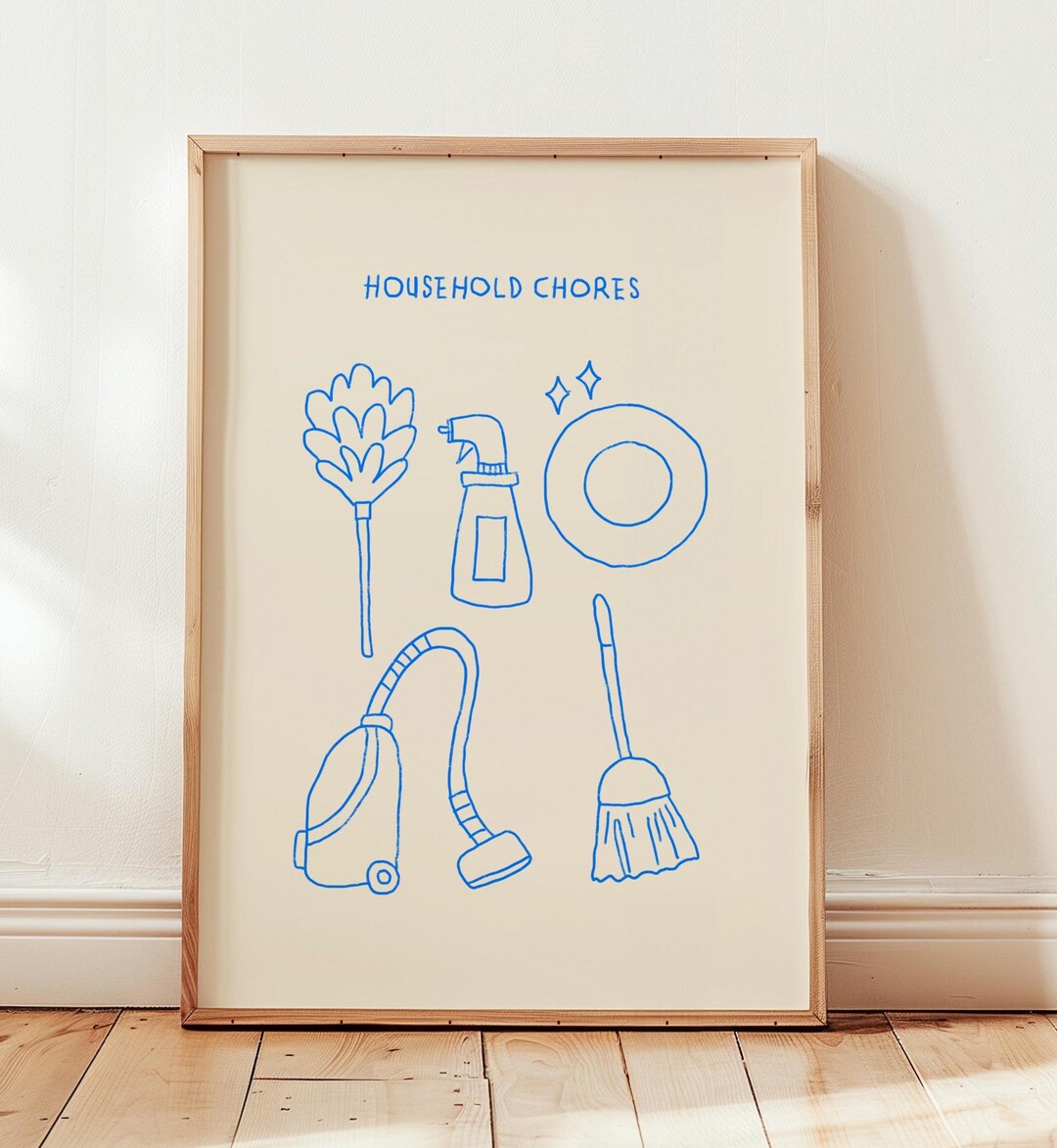 Household Chores Print, Quirky Kitchen Print, Minimal Kitchen Print ...