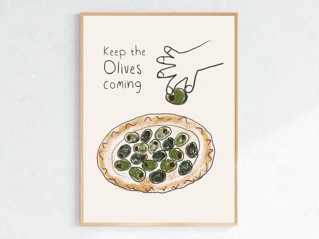 Olives Lover Gift, Cute Olive Poster, Print for Restaurant, Gift for ...