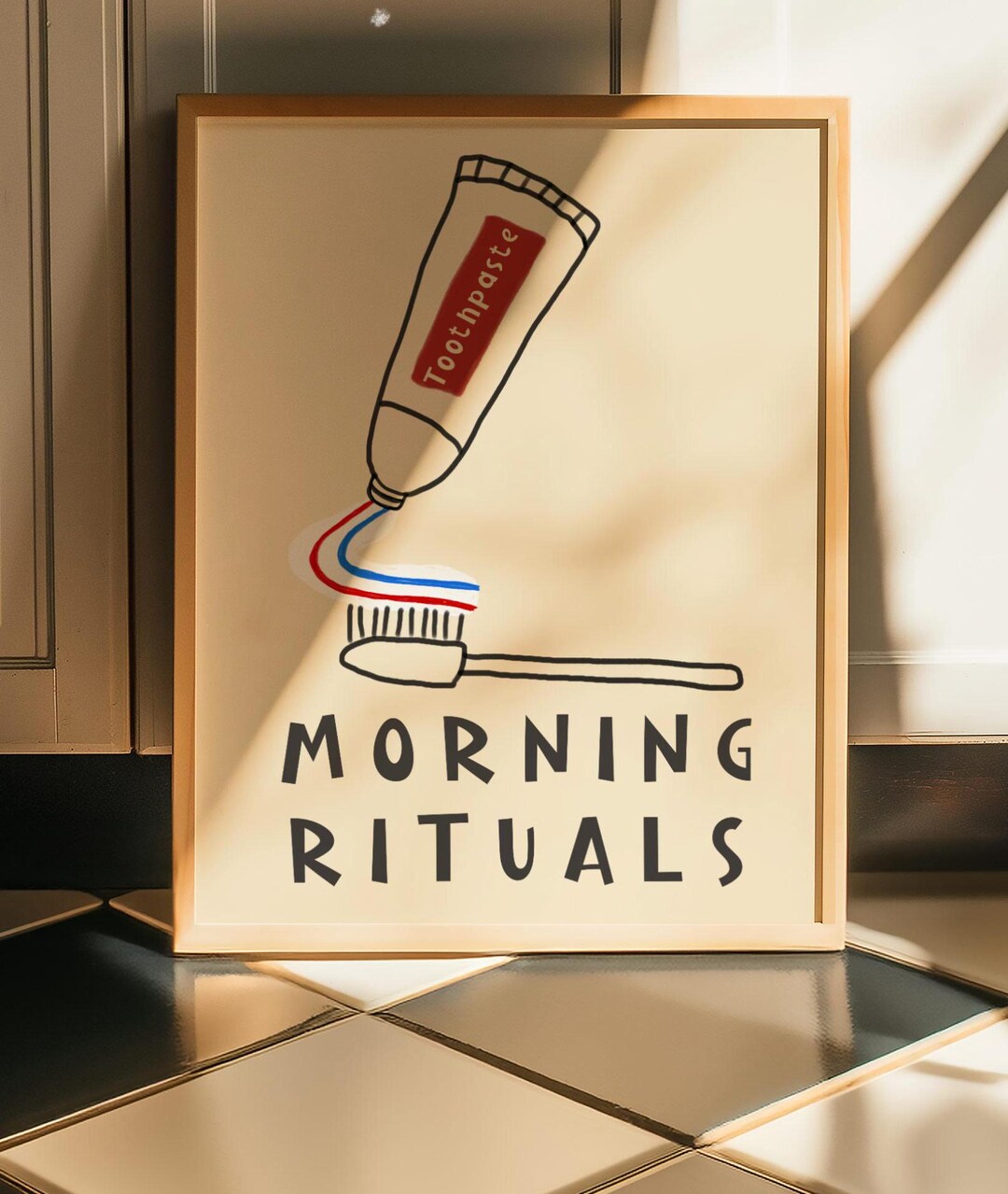 Toothbrush Print, Toothpaste Print, Morning Rituals Print, Unusual ...