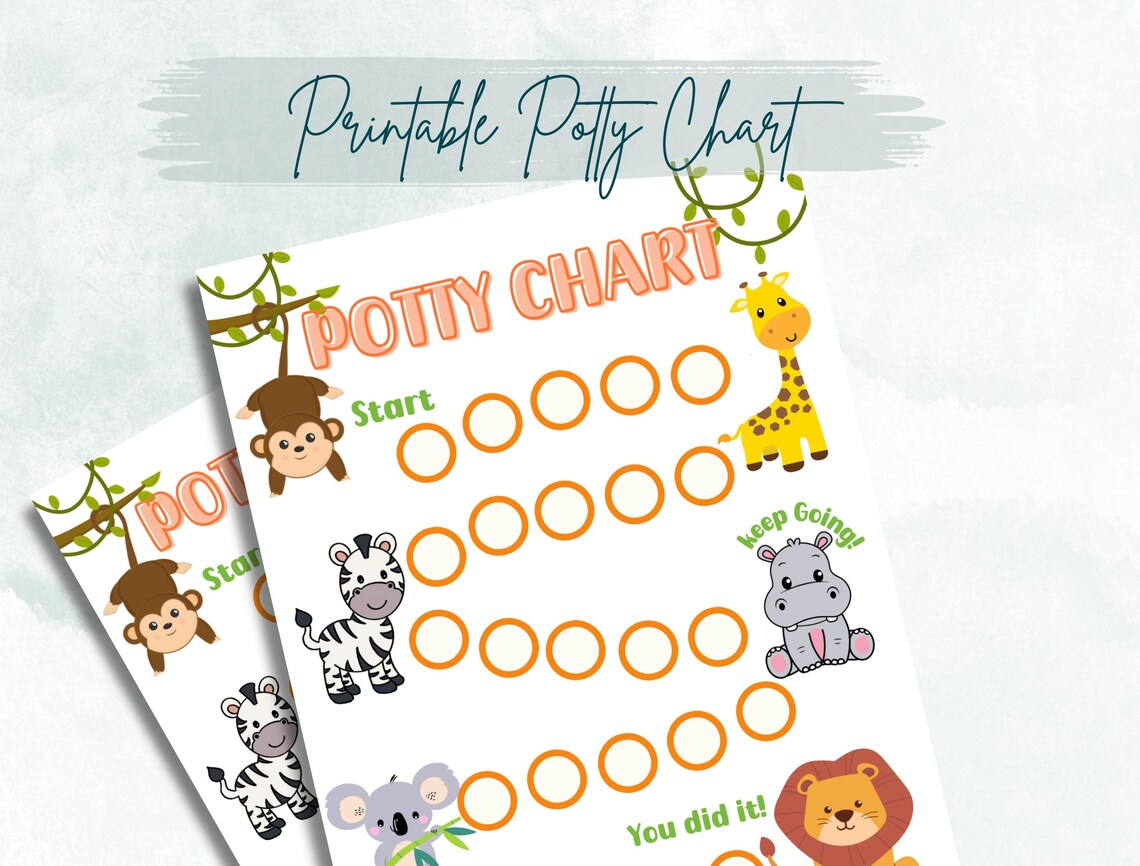 Jungle Animals Potty Training Chart, Kids Reward Chart (PDF) - Etsy