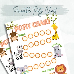 Jungle Animals Potty Training Chart, Kids Reward Chart (PDF) - Etsy