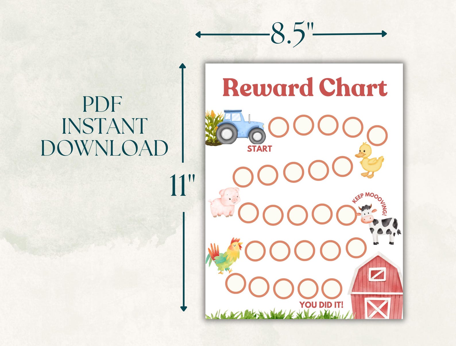 Farm Animals Reward Chart, Kids Chore Chart (digital Download) - Etsy ...