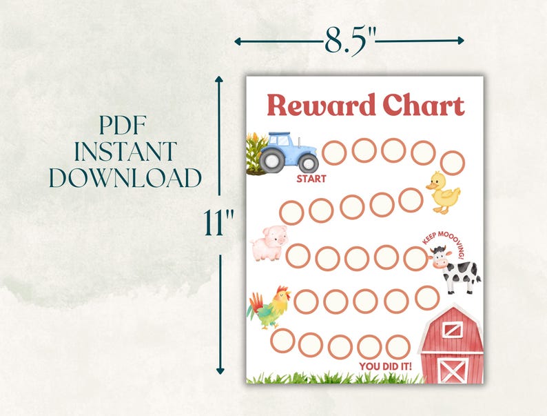 Farm Animals Reward Chart, Kids Chore Chart (digital Download) - Etsy