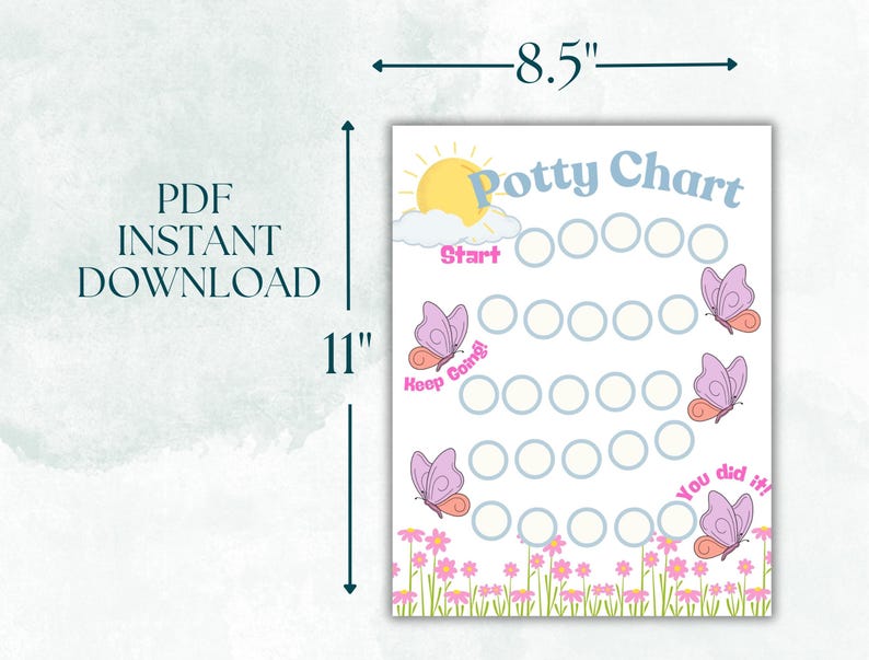 3 Pack Potty Chart Set, Reward Chart, Printable Potty Chart, Digital ...