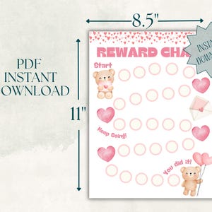 Valentine Reward Chart for Kids, Printable Reward Chart, Behaviour ...