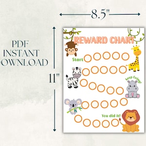 Jungle Reward Chart for Kids, Printable Reward Chart, Behaviour Chart ...