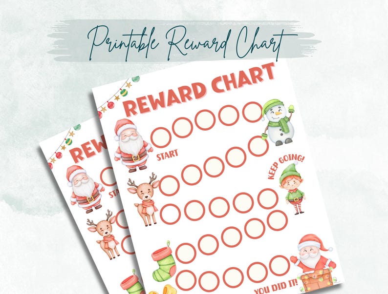 Christmas Reward Chart, Printable Reward Chart, Behaviour Chart ...