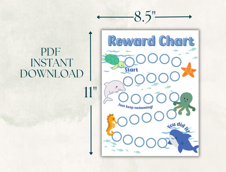 Ocean Reward Chart for Kids, Printable Reward Chart, Behaviour Chart ...