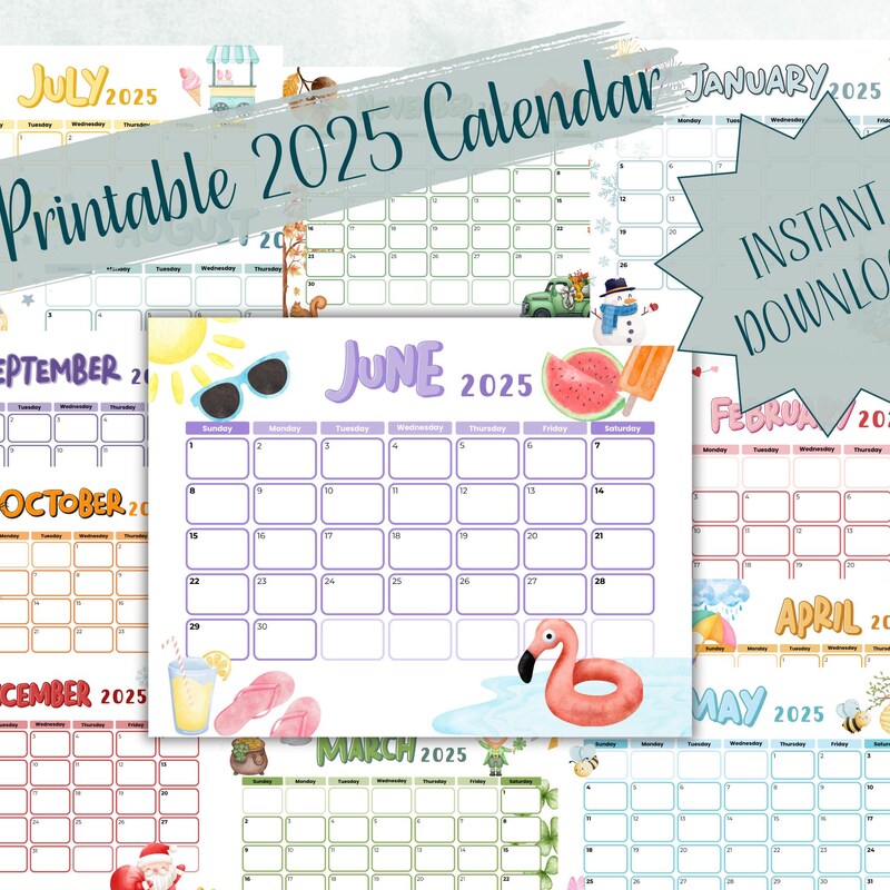 Printable Calendar for Kids - Etsy