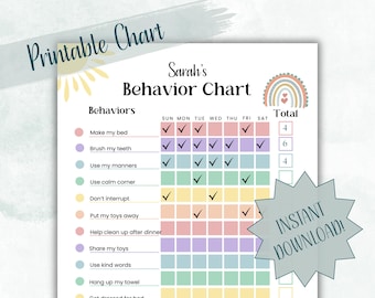 Dinosaur Behavior Chart for Kids, Printable Daily Behavior Chart, Good ...