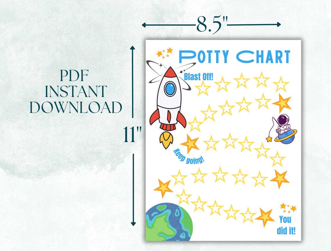 Space Potty Chart, Potty Training Chart, Sticker Chart, Potty Training ...