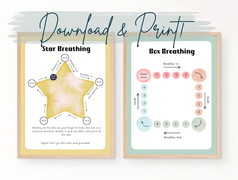 Boho Breathing Techniques Posters, Printable Calm Corner, Educational ...