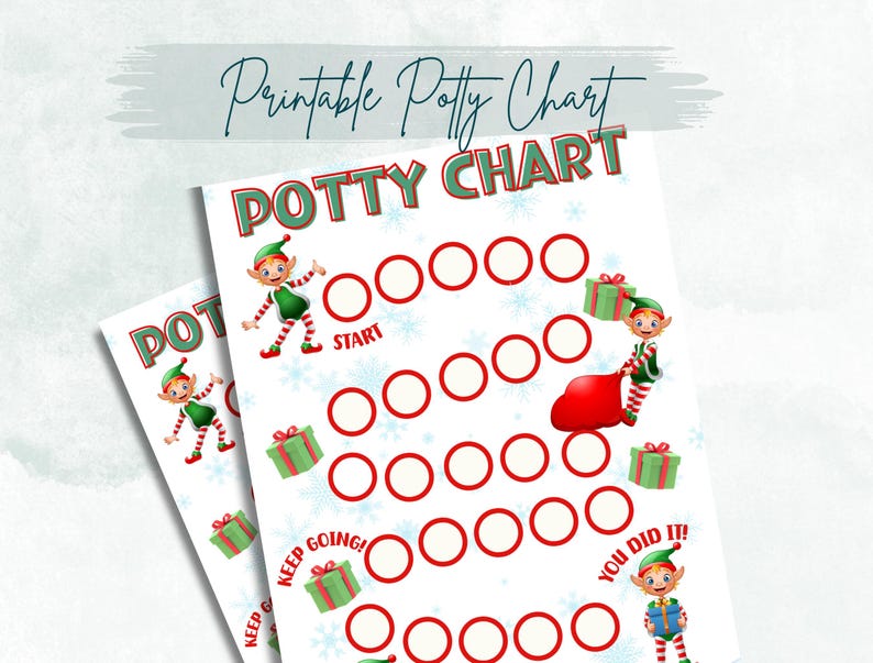 Elves Potty Chart, Christmas Reward Chart, Printable Potty Chart ...