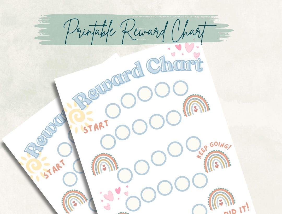 Rainbow Reward Chart, Printable Reward Chart, Behaviour Chart, Positive ...