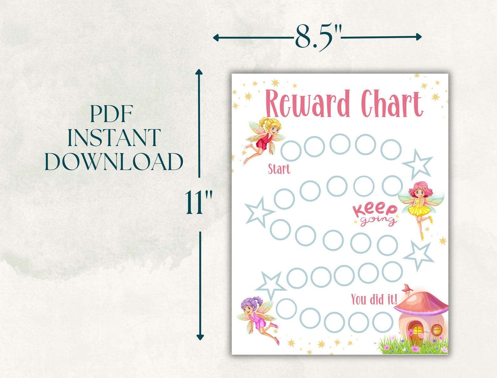 Fairy Reward Chart for Kids, Printable Reward Chart, You Can Do It ...