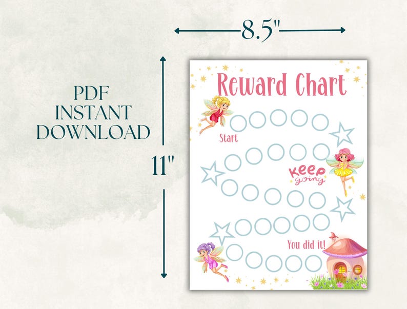 Fairy Reward Chart for Kids, Printable Reward Chart, You Can Do It ...