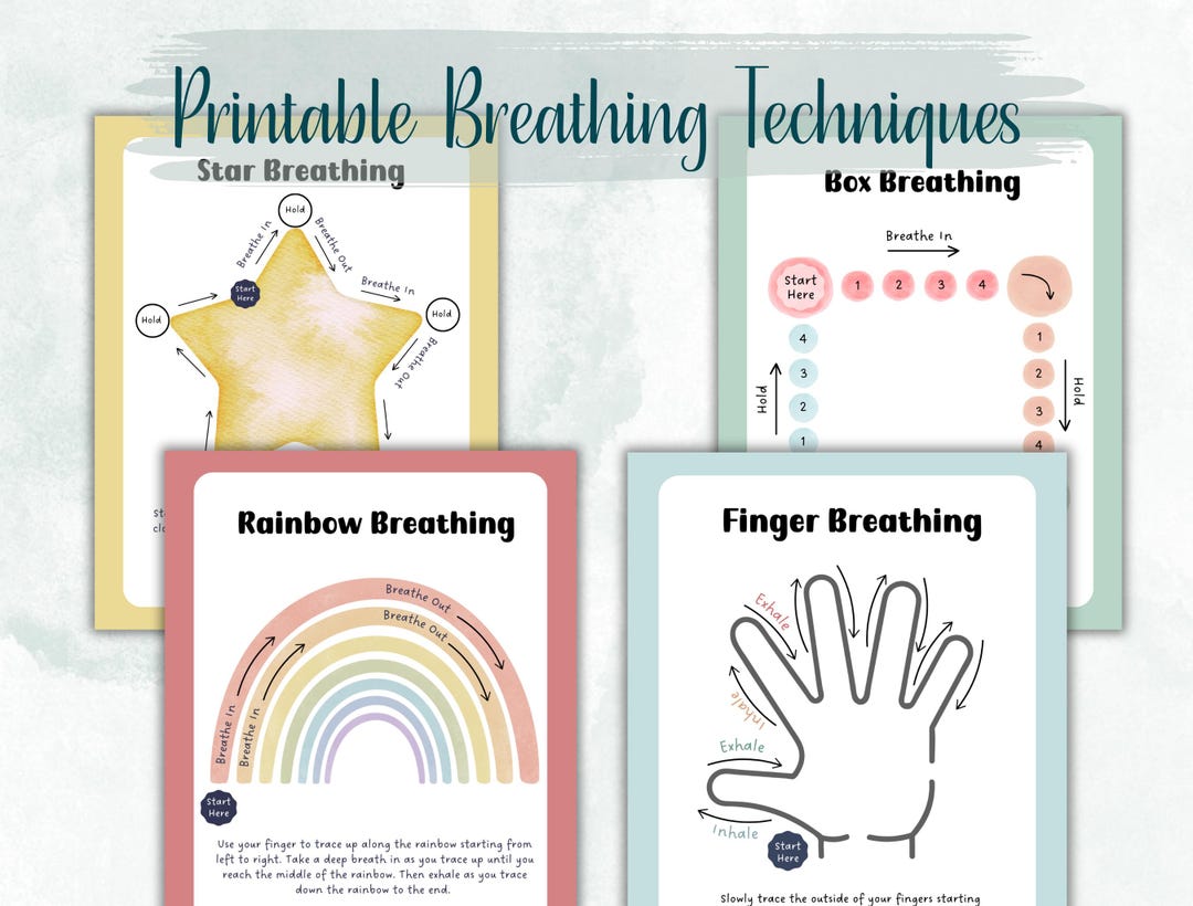 Boho Breathing Techniques Posters, Printable Calm Corner, Educational ...