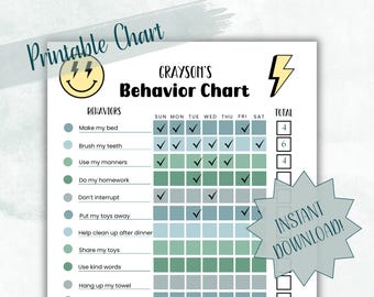 Behavior Chart for Kids, Printable Daily Behavior Chart, Good Behaviour ...