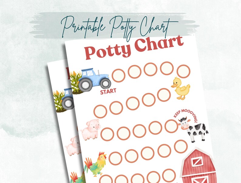 Farm Potty Chart, Reward Chart, Printable Potty Chart, Digital Potty ...