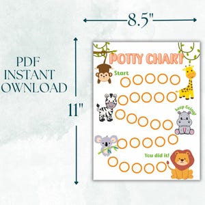 Jungle Animals Potty Training Chart, Kids Reward Chart (PDF) - Etsy