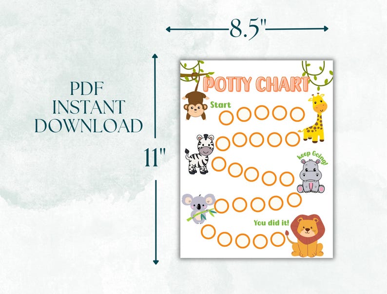 Jungle Animals Potty Training Chart, Kids Reward Chart (PDF) - Etsy