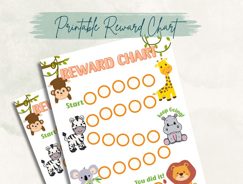Jungle Reward Chart for Kids, Printable Reward Chart, Behaviour Chart ...