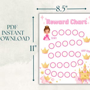 Princess Reward Chart for Kids, Printable Reward Chart, Behaviour Chart ...