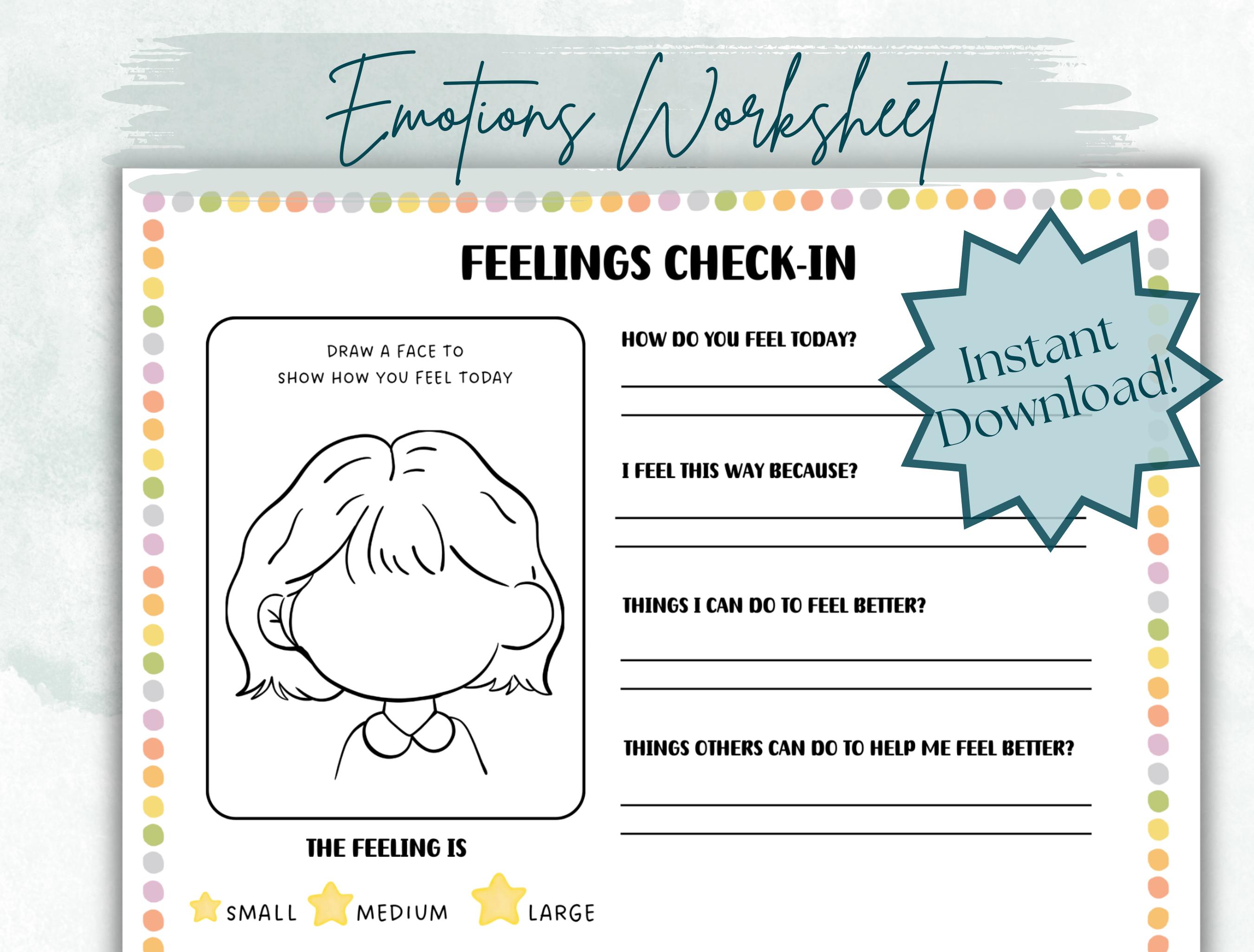 Emotions Check-in Worksheet, Feelings Chart (digital Download) - Etsy