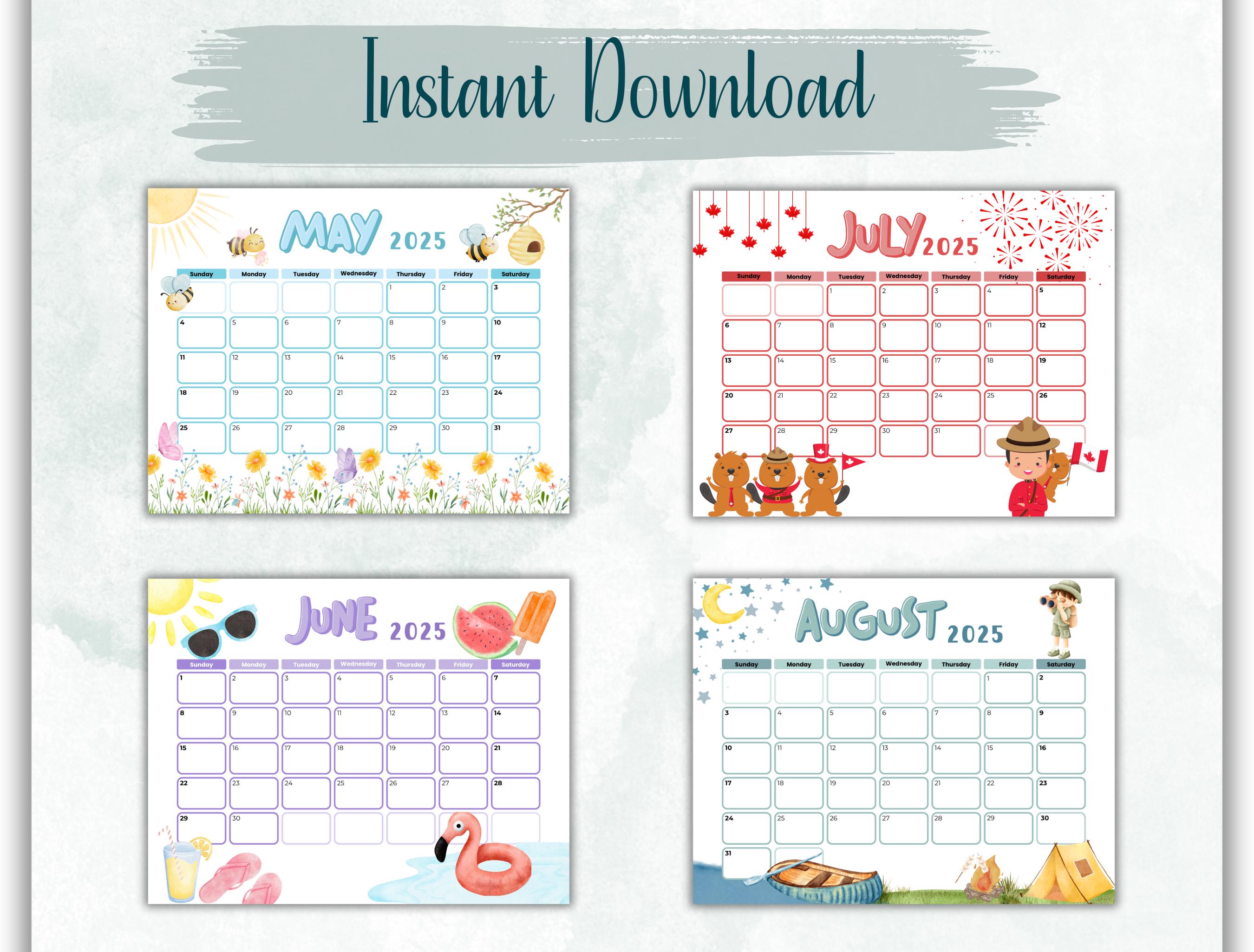 2025 Kids Watercolor Calendar, Monthly Themes (digital Download) - Etsy
