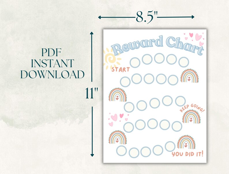 Rainbow Reward Chart, Kids Chore Chart (digital Download) - Etsy